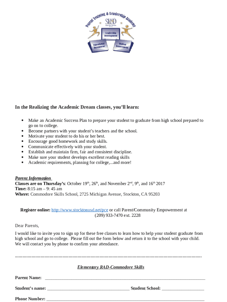 In the Realizing the Academic Dream classes, you'll learn: Doc Template ...