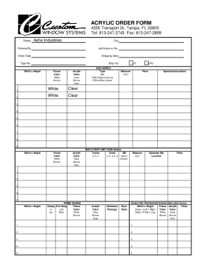 Fillable Online ORDER FORM ACRYLIC.xls Fax Email Print - pdfFiller
