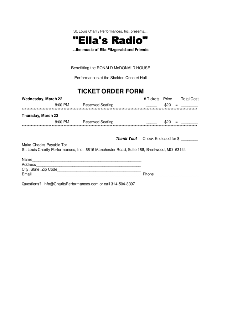 Fillable Online Ticket Order Form 10 - Ella.xls Fax Email Print - pdfFiller