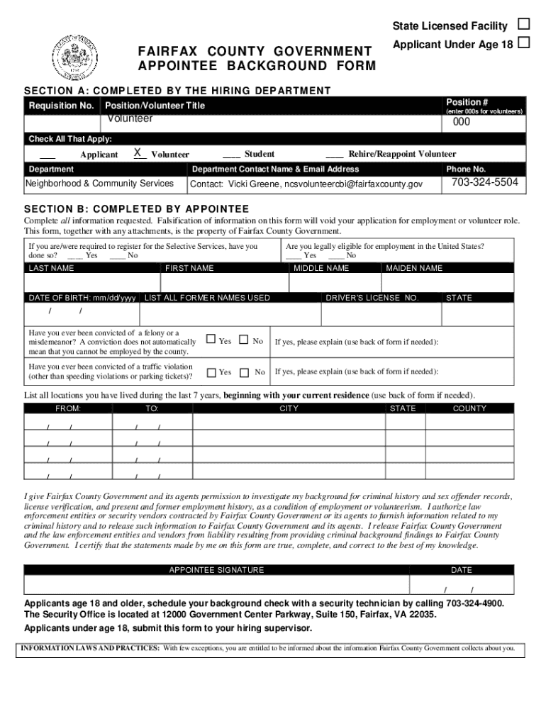 Fillable Online volunteer fairfaxcounty fairfax county government ...