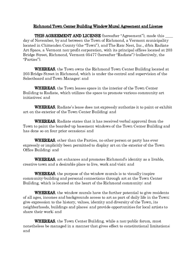 Fillable Online 2f RID20-Town center mural agreement ...