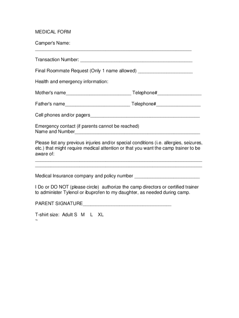 Fillable Online Medical Form. Medical Form Fax Email Print - pdfFiller