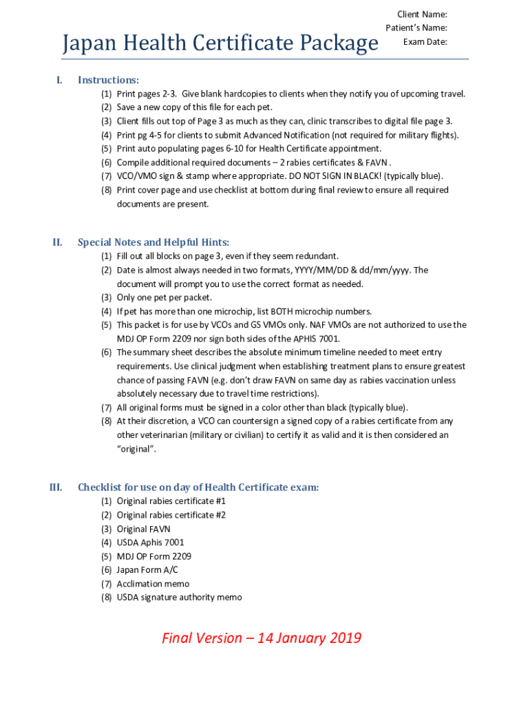 Fillable Online Japan Health Certificate Package Fax Email Print ...