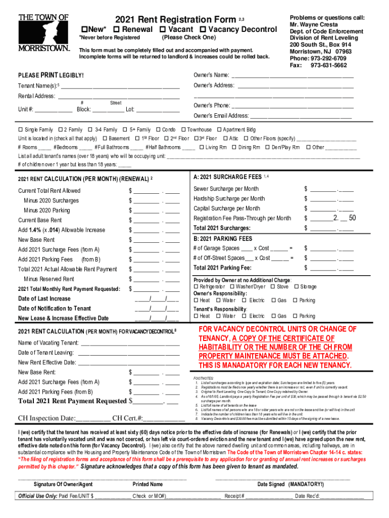 Fillable Online 2021 Rent Registration Form 2,3 Fax Email Print - pdfFiller