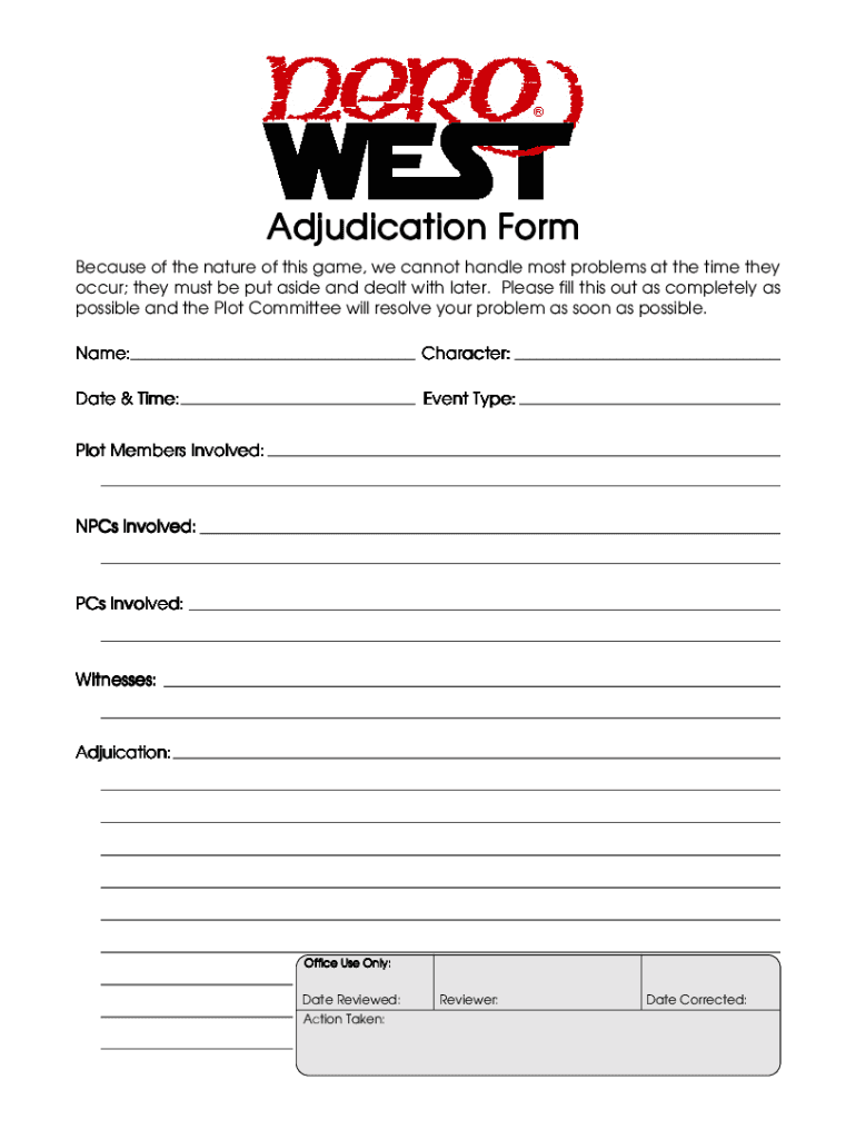 Fillable Online Adjudication Form. Adjudication Form Fax Email Print ...