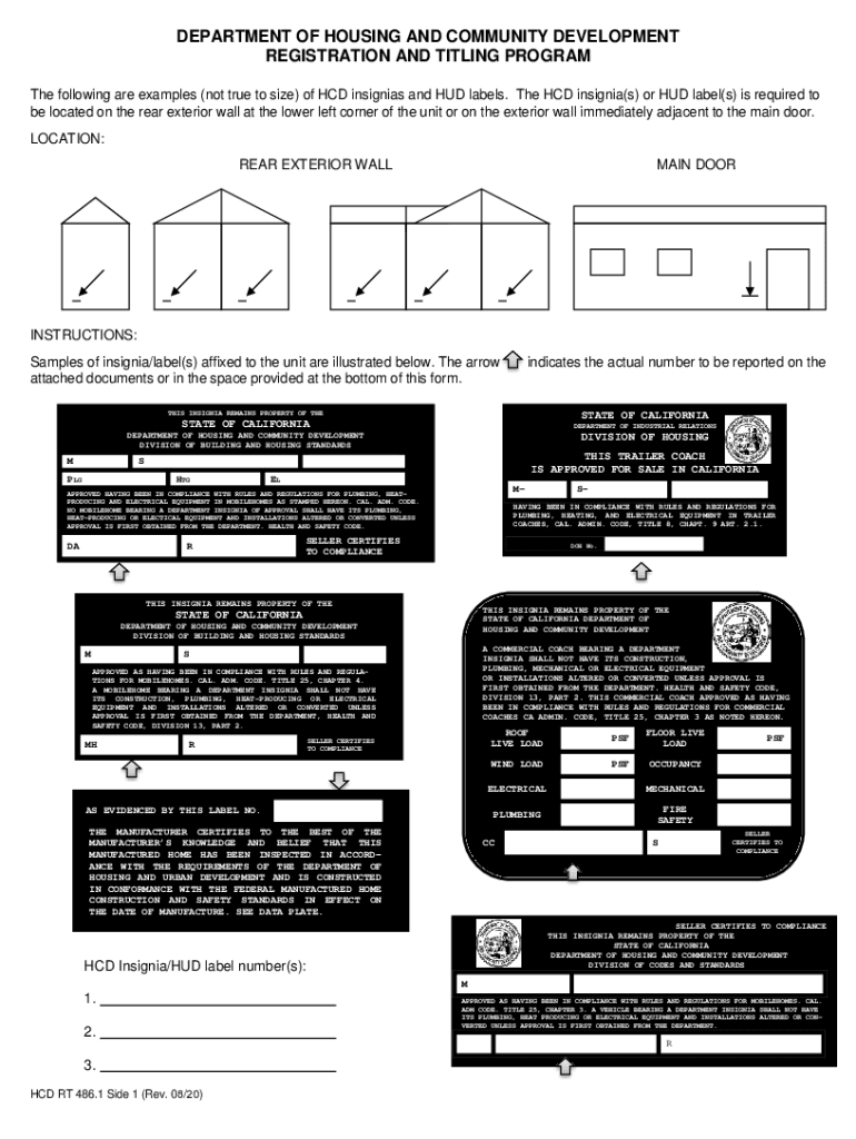 Fillable Online HUD Label Location; form HCD RT 486.1 Fax Email Print ...
