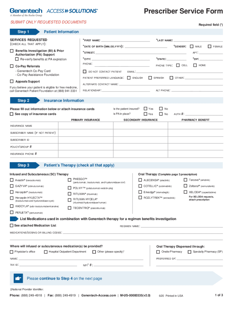 Fillable Online Prescriber Service Form Fax Email Print - pdfFiller