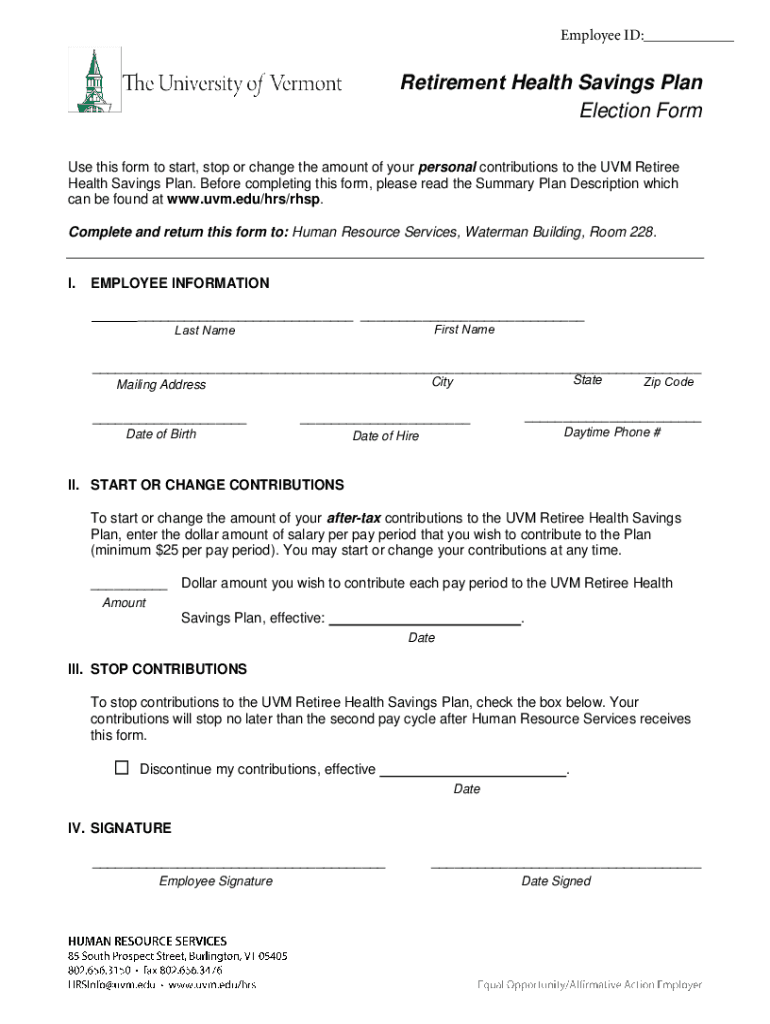 Fillable Online Retirement Health Savings Plan Fax Email Print - pdfFiller