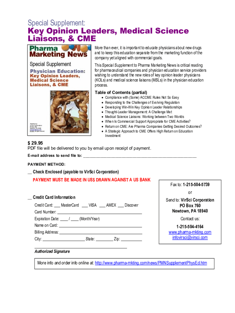 Fillable Online PMN Supp CME Order Form Fax Email Print - pdfFiller