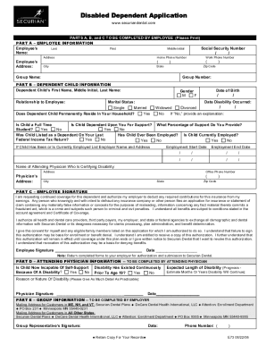Fillable Online E73 Securian Disabled Dep Form.DOC Fax Email Print ...