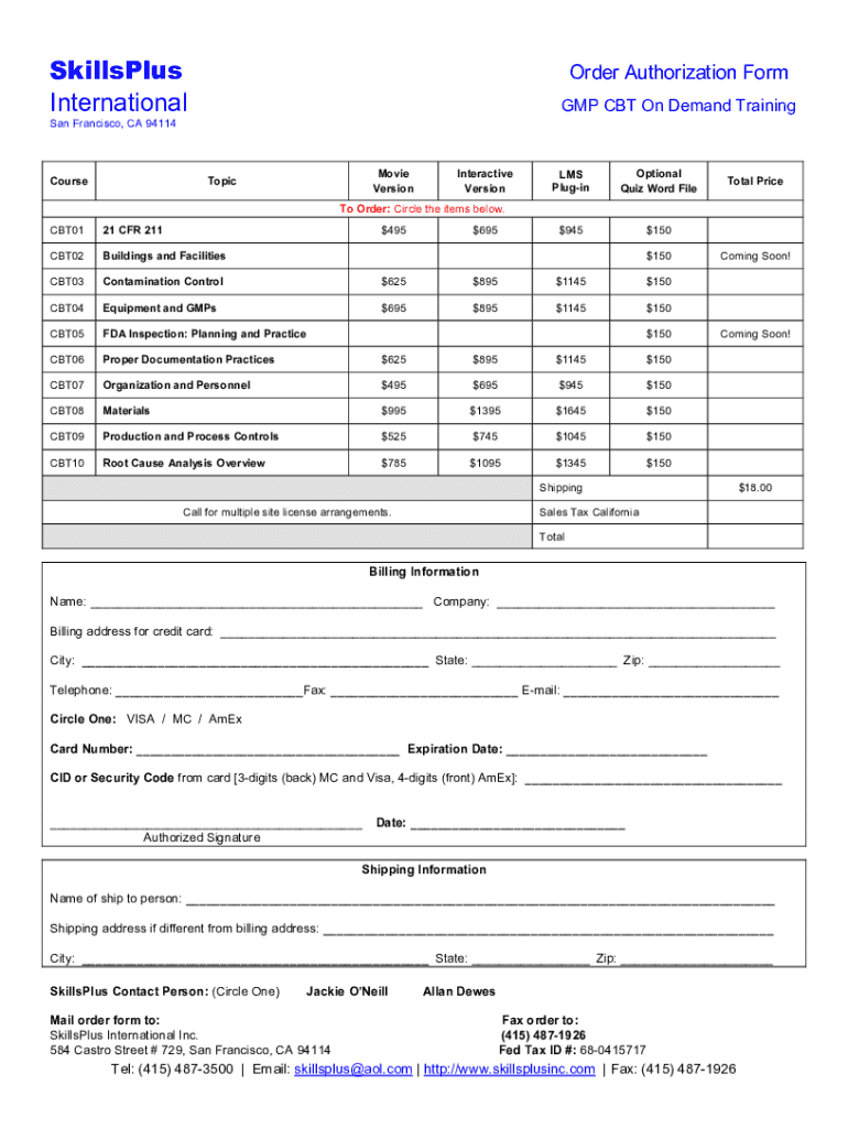 Fillable Online SkillsPlus GMP and Training Articles Free Download Fax Email Print - pdfFiller