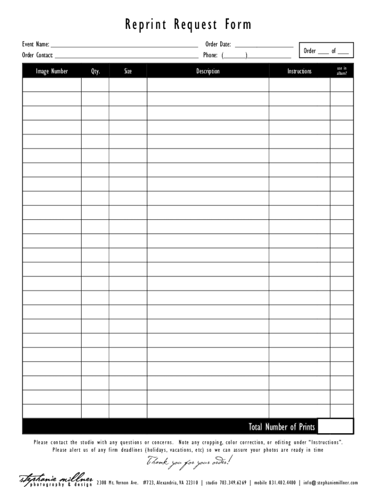 Fillable Online Reprint Order Form.indd Fax Email Print - pdfFiller