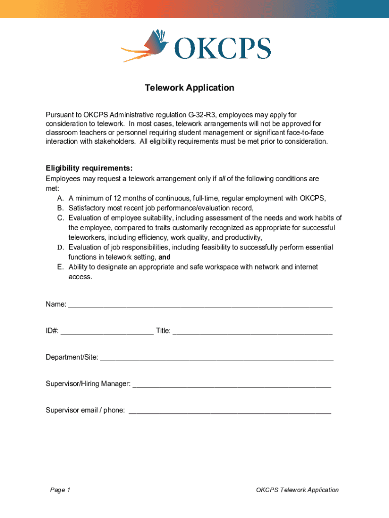 Fillable Online Telework Application Fax Email Print - pdfFiller