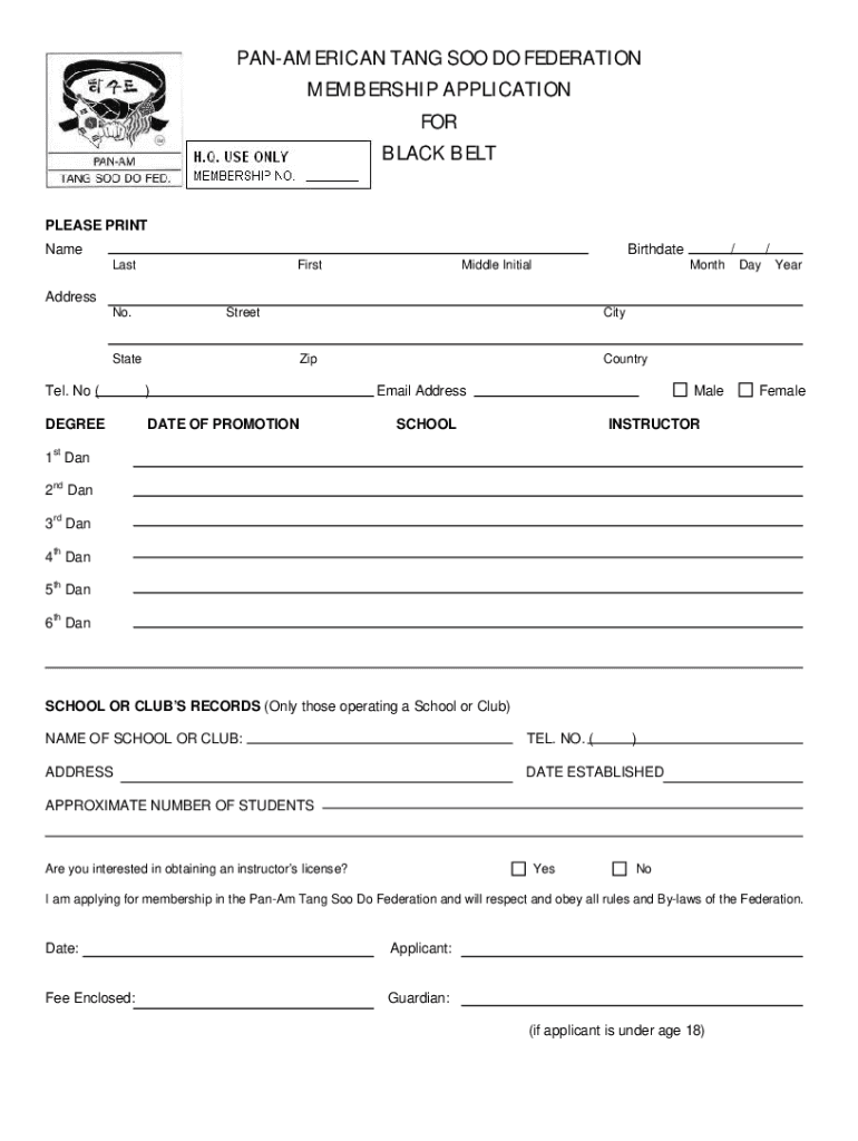 Fillable Online PAN-AMERICAN TANG SOO DO FEDERATION Fax Email Print - pdfFiller