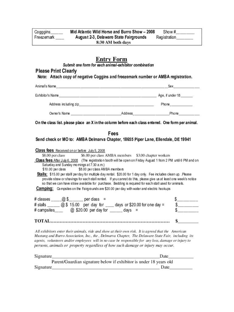 Fillable Online Entry Form1.doc Fax Email Print - pdfFiller