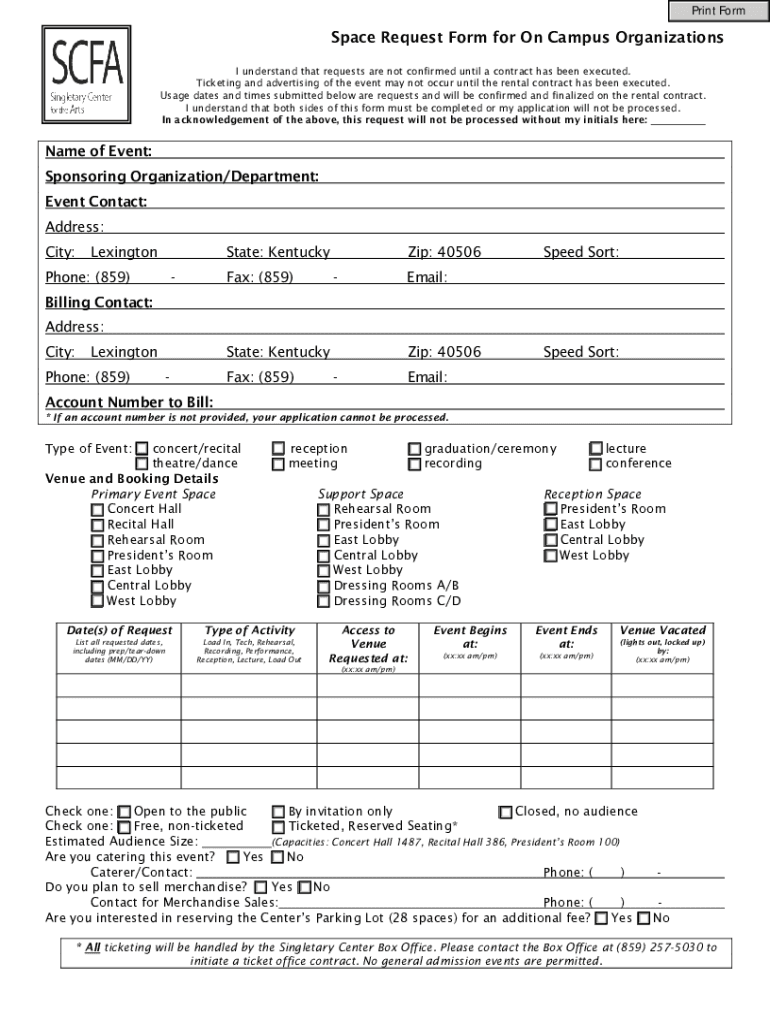 Fillable Online Space Request Form On Campus.doc Fax Email Print ...