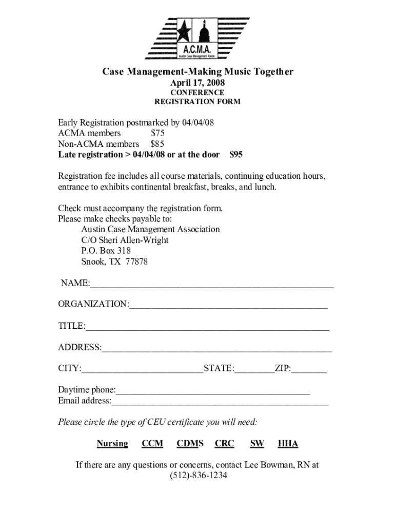 Fillable Online ACMA Conf-Webpage reg form.doc Fax Email Print - pdfFiller