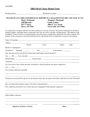 Fillable Online Clergy Report Form Fax Email Print - pdfFiller