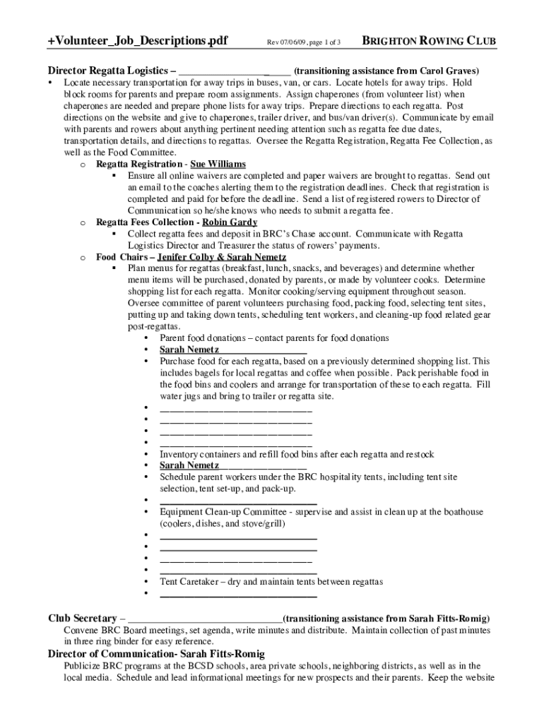 Fillable Online 10+ Church Volunteer Job Description Templates in DOC ...