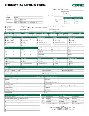 Fillable Online INDUSTRIAL LISTING FORM Fax Email Print - pdfFiller