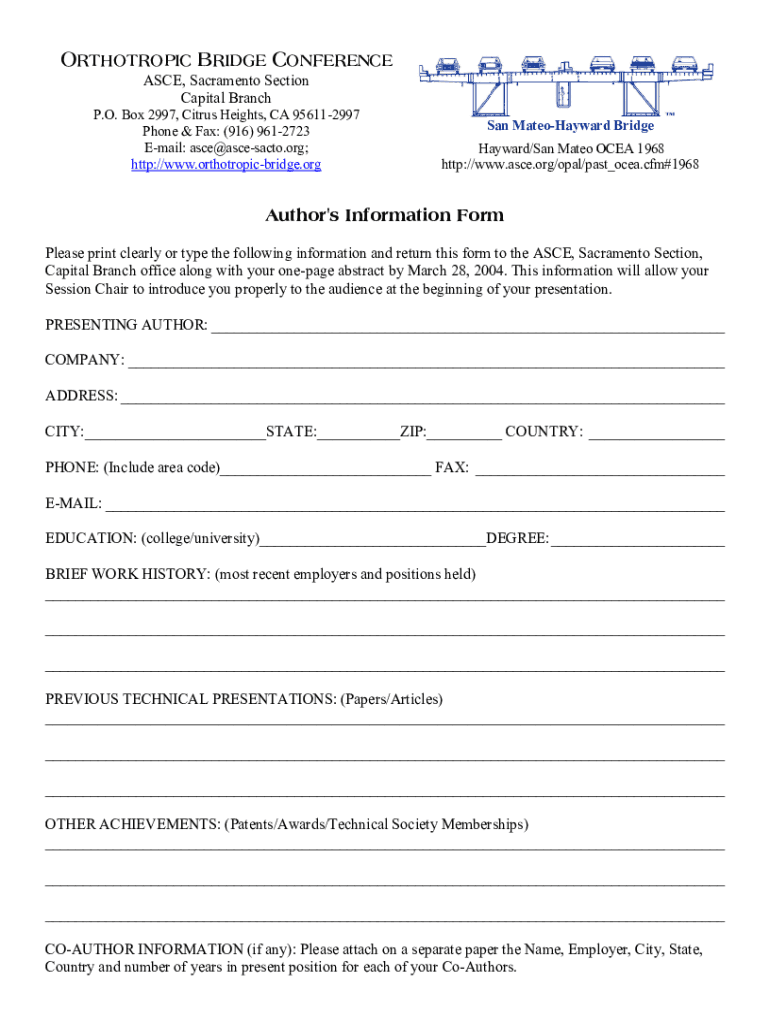 Fillable Online Author's Information Sheet.doc Fax Email Print - pdfFiller