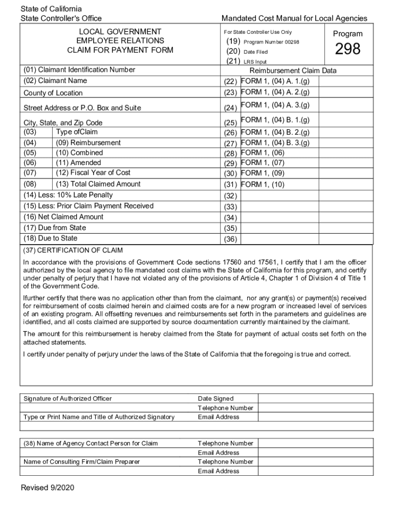 Fillable Online ADA Program 298 Claiming Instructions and Forms Fax ...