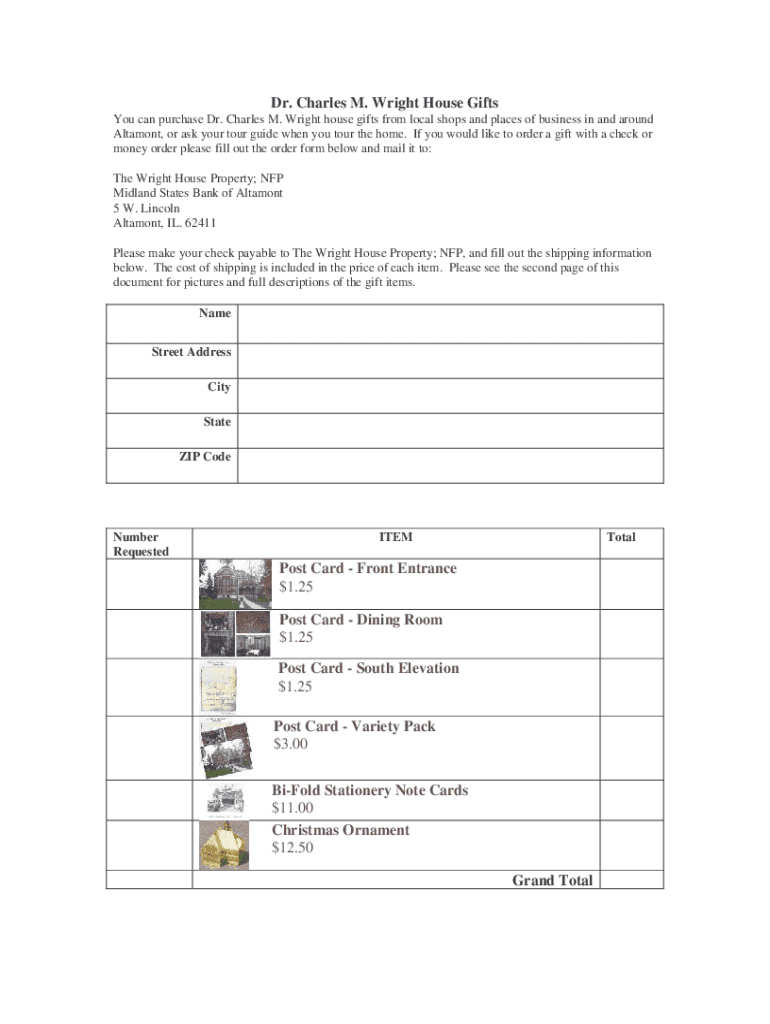 Fillable Online Dr. Charles M. Wright House Gift Form. The Dr. Charles ...