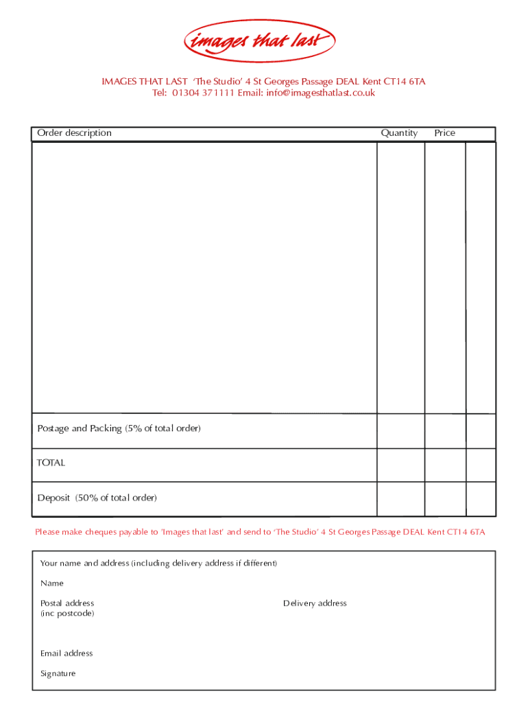 Fillable Online 6+ Photography Order Form Templates - PSD, PDF, Word ...