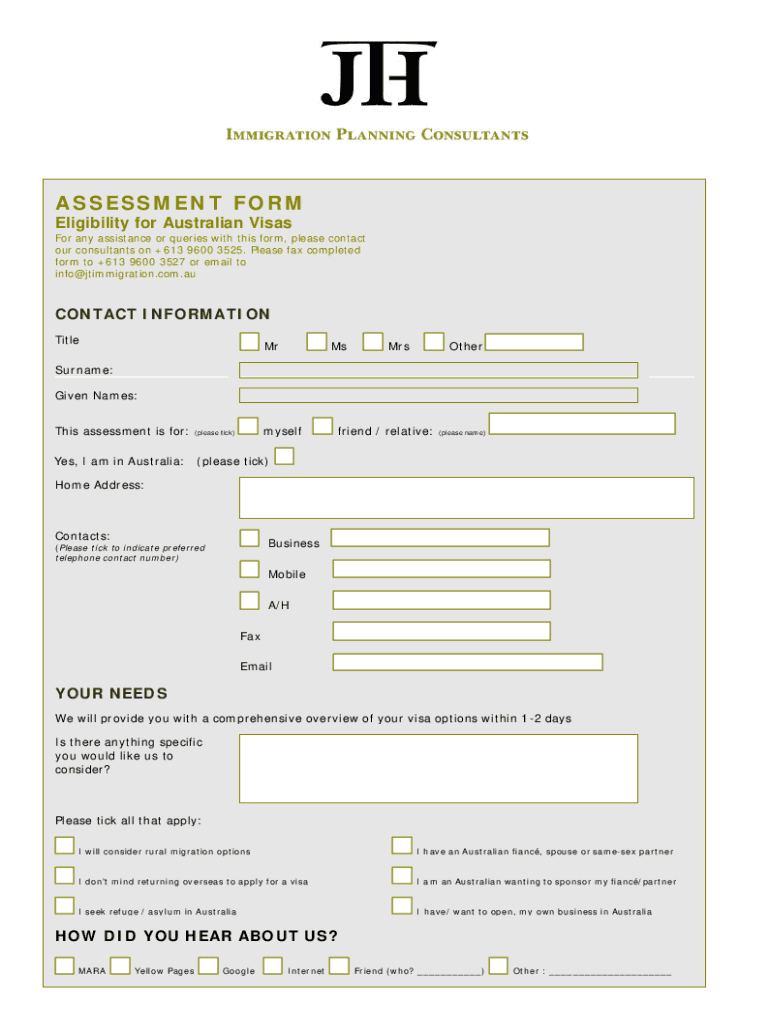 Fillable Online ASSESSMENT FORM.PDF Fax Email Print - pdfFiller