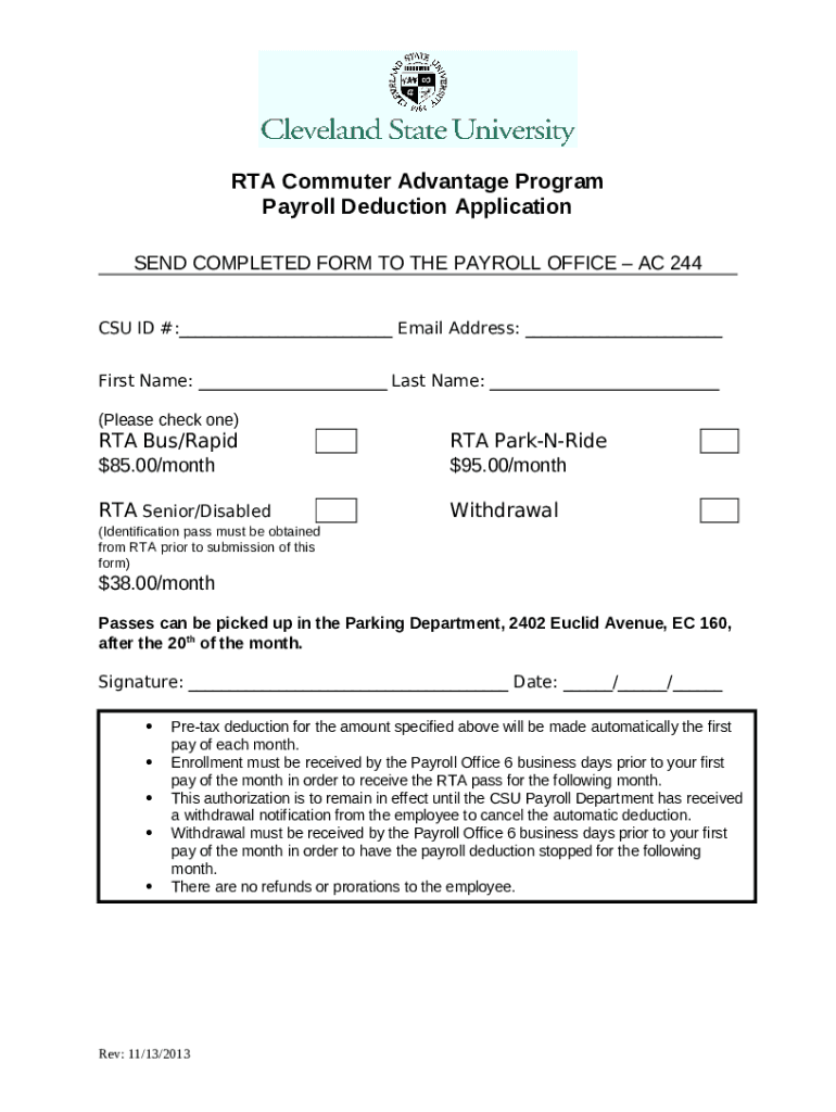 RTA U-Pass Doc Template | pdfFiller