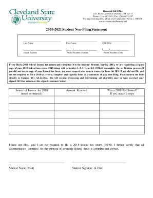 Fillable Online 2020-2021 Student Non-Filing Statement Fax Email Print ...