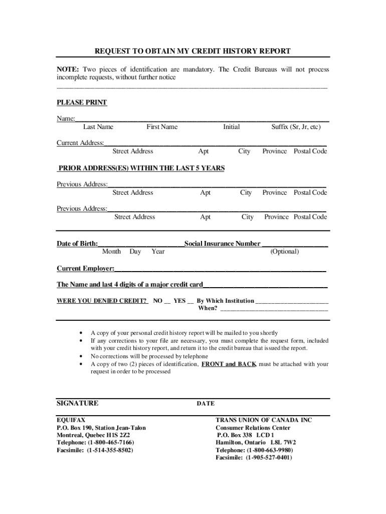 Fillable Online Credit Bureau Request.PDF Fax Email Print - pdfFiller