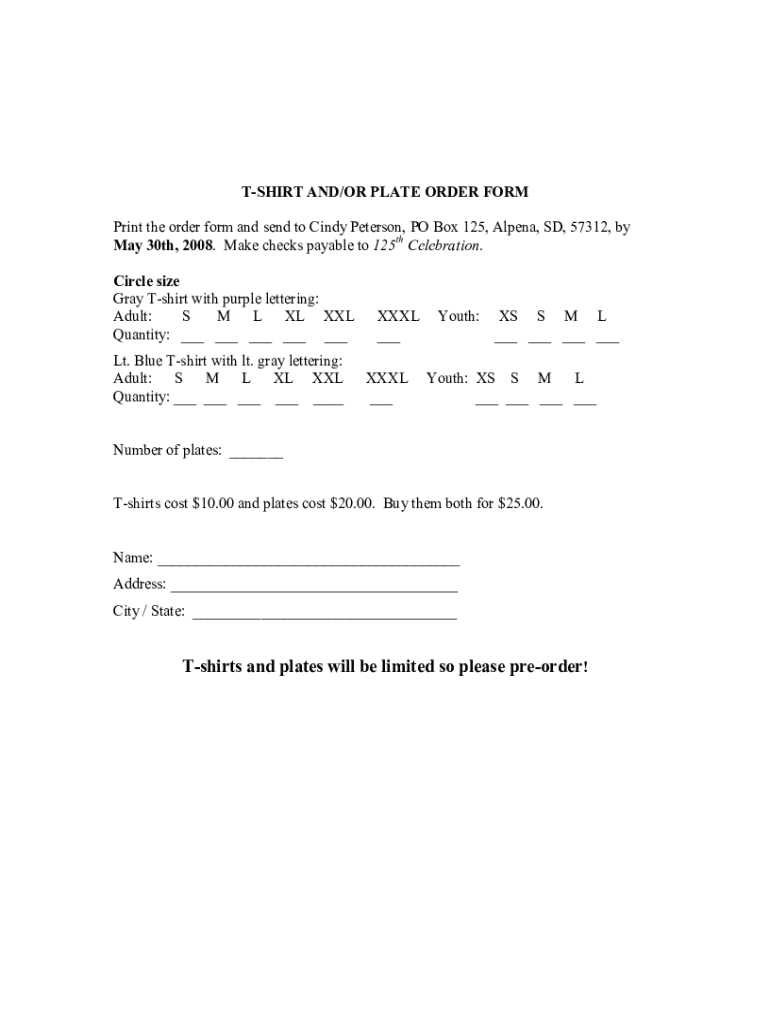 Fillable Online Shirt Order Form TemplateJotForm Fax Email Print ...