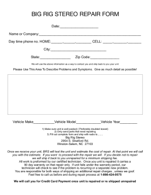Fillable Online BRS Repair Form Fax Email Print - pdfFiller