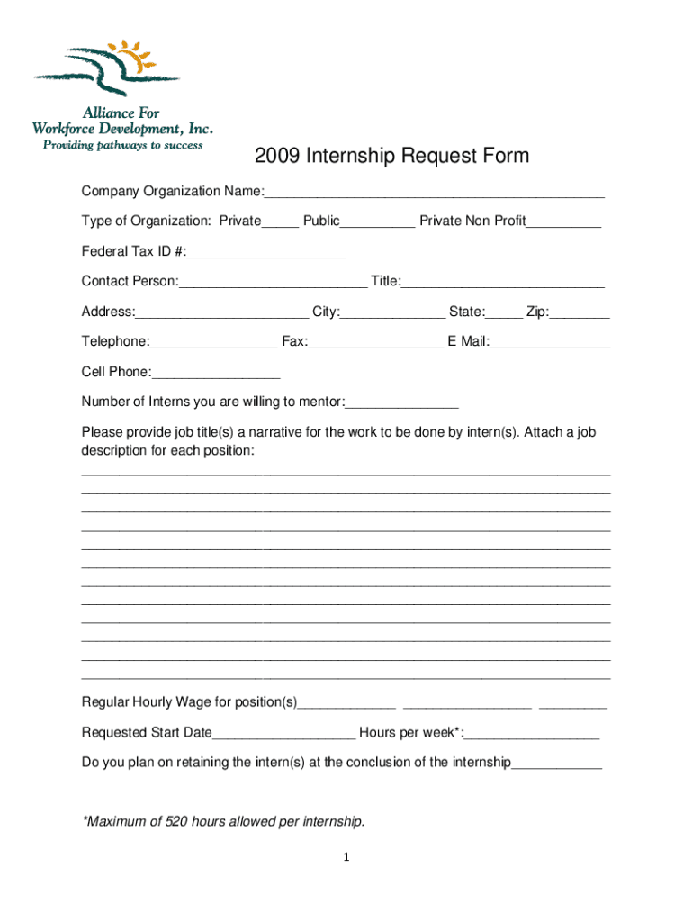 Fillable Online 2009 internship Request Form.docx Fax Email Print - pdfFiller
