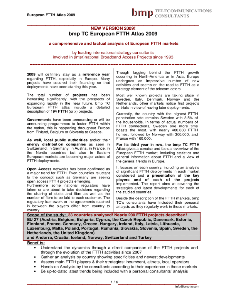 Fillable Online bmp TC FTTH Atlas 2009 information leaflet and order ...