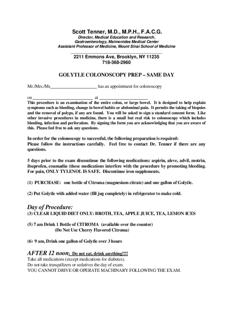 Fillable Online Scott M. Tenner, MD, MPHBrooklyn Gastroenterology and ...