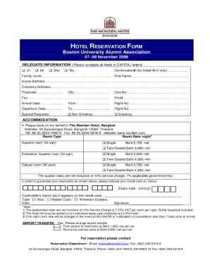 Hotel Reservation Form Doc | pdfFiller