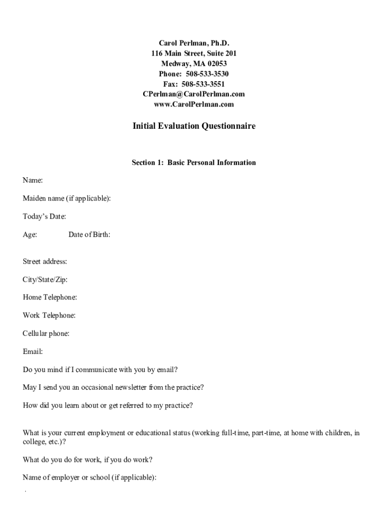 Fillable Online FAMILY THERAPY INTAKE FORM Fill out Individually (for ...