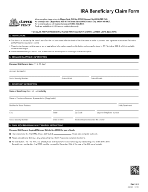 Fillable Online IRA Beneficiary Claim Form Fax Email Print - pdfFiller