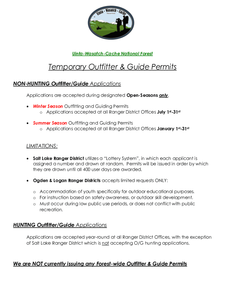 Fillable Online US Forest Service Outfitter and Guide Permits - The ...