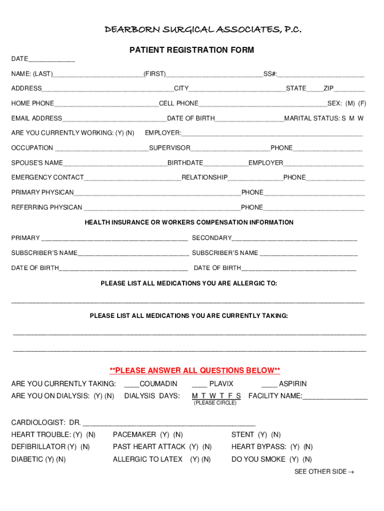 Fillable Online DEARBORN SURGICAL ASSOCIATES,P Fax Email Print - pdfFiller