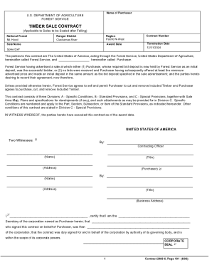 Fillable Online Sample Contract - Forest Service - USDA Fax Email Print ...