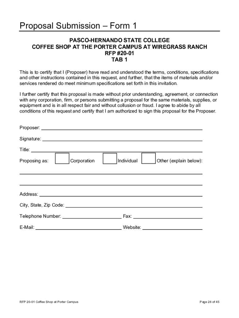 Fillable Online RFP Coffee Shop at PC FINAL.docx Fax Email Print ...