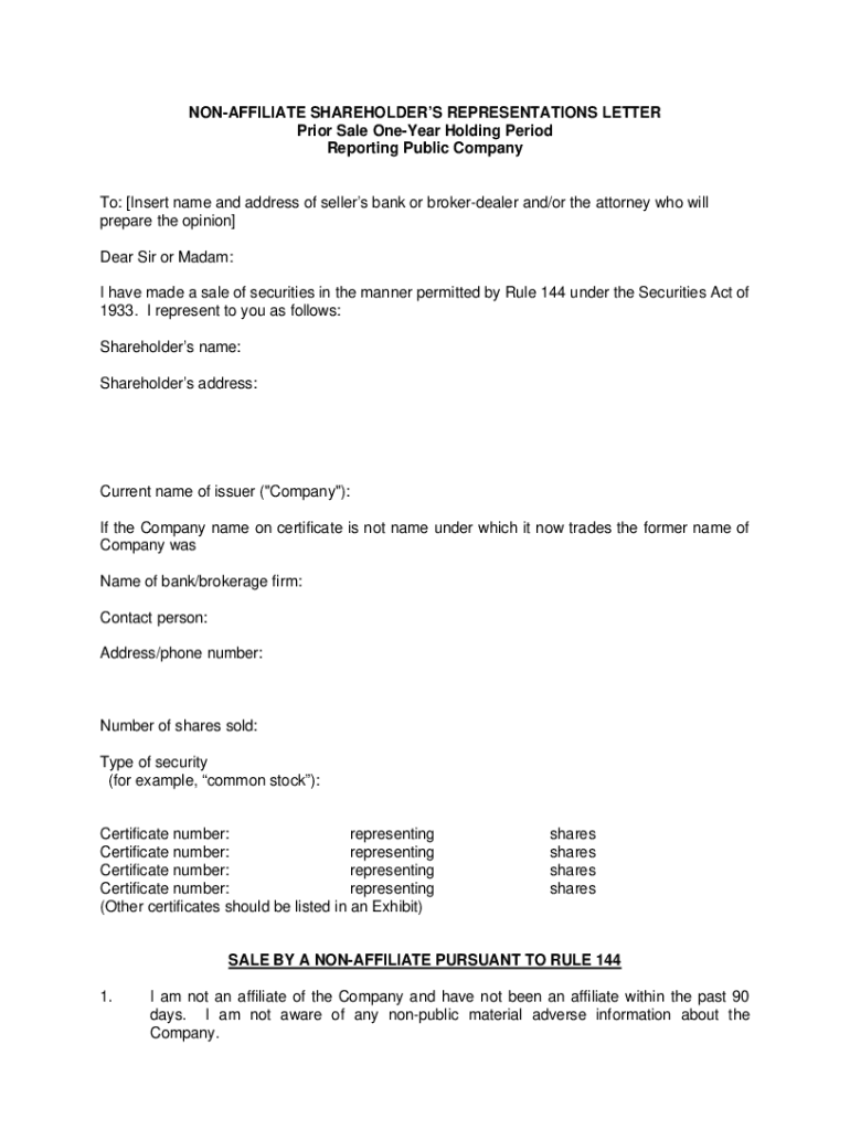 Fillable Online SELLER REPRESENTATION LETTER Fax Email Print - pdfFiller