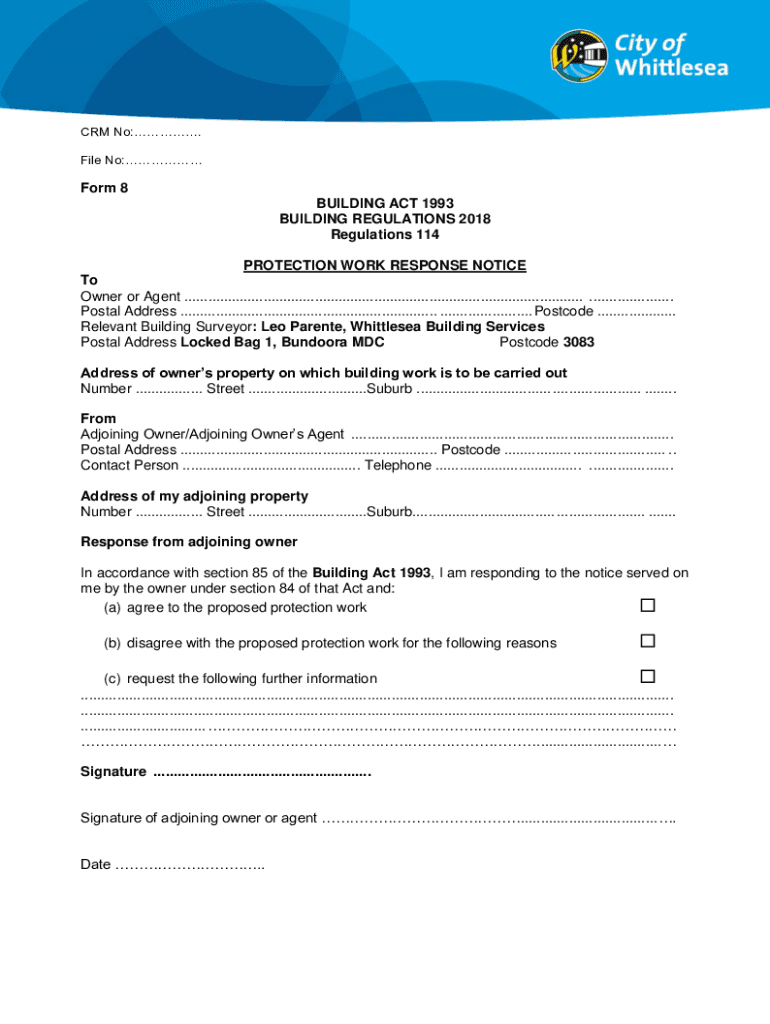 Fillable Online Page 1 CRM No:. File No: Form 8 ... Fax Email Print ...