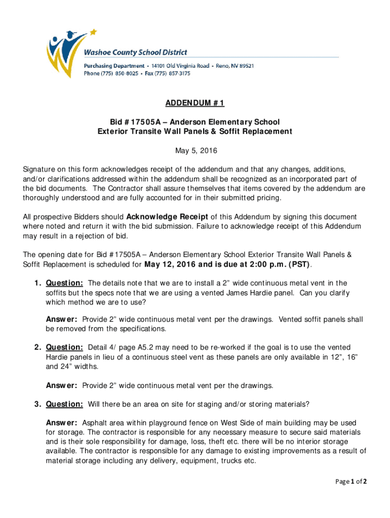 Fillable Online ADDENDUM #1 Exterior Transite Wall Panels & Soffit Fax ...