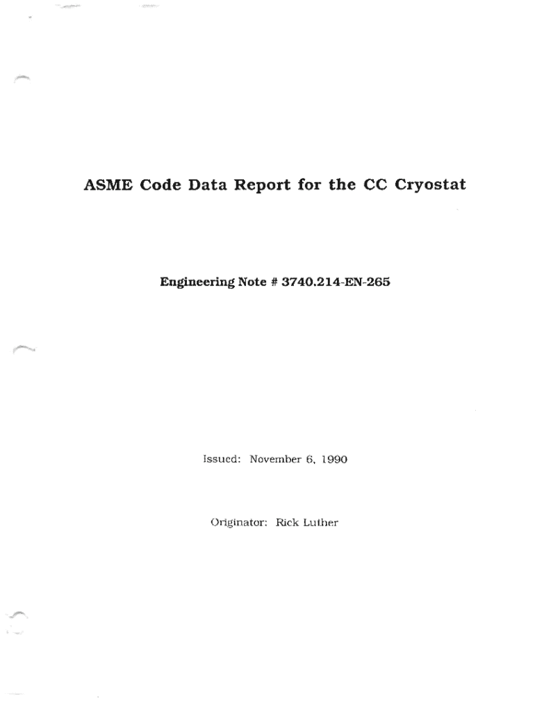 Fillable Online digital library unt ASME Code Data Report for the CC ...