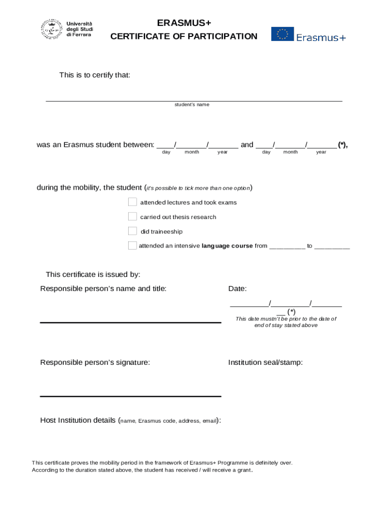 FINANCIAL AGREEMENT of ERASMUS+ student s mobility Doc Template | pdfFiller
