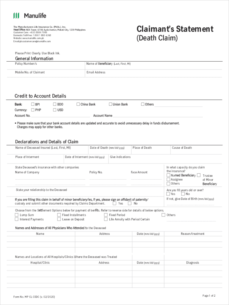 Fillable Online 1. MP CS-DC P1-3 CC copy 02042020 - Claimant's ...